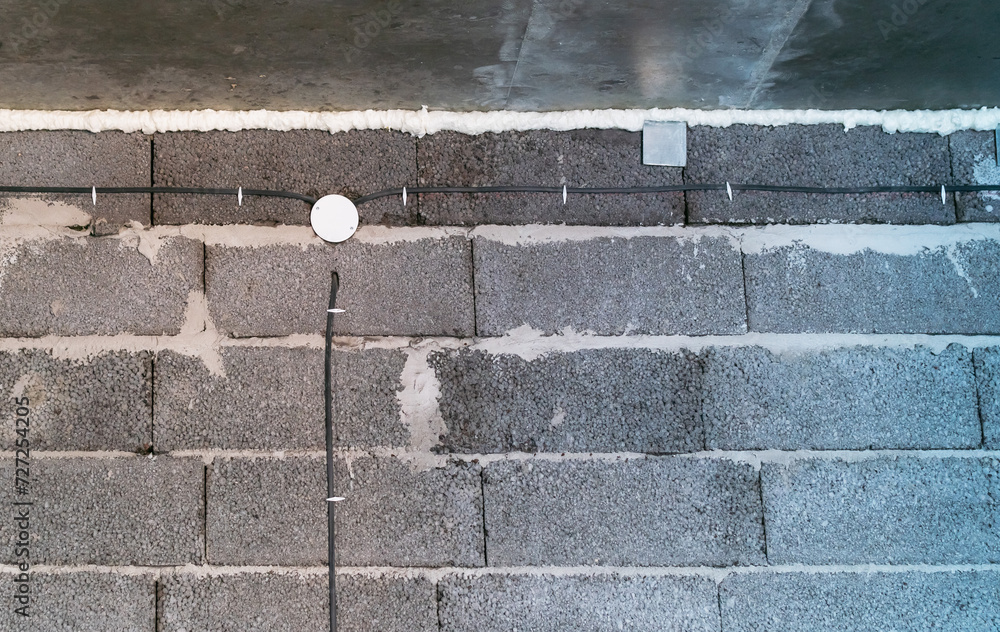 Installation of electrical wiring in a new apartment building Stock ...