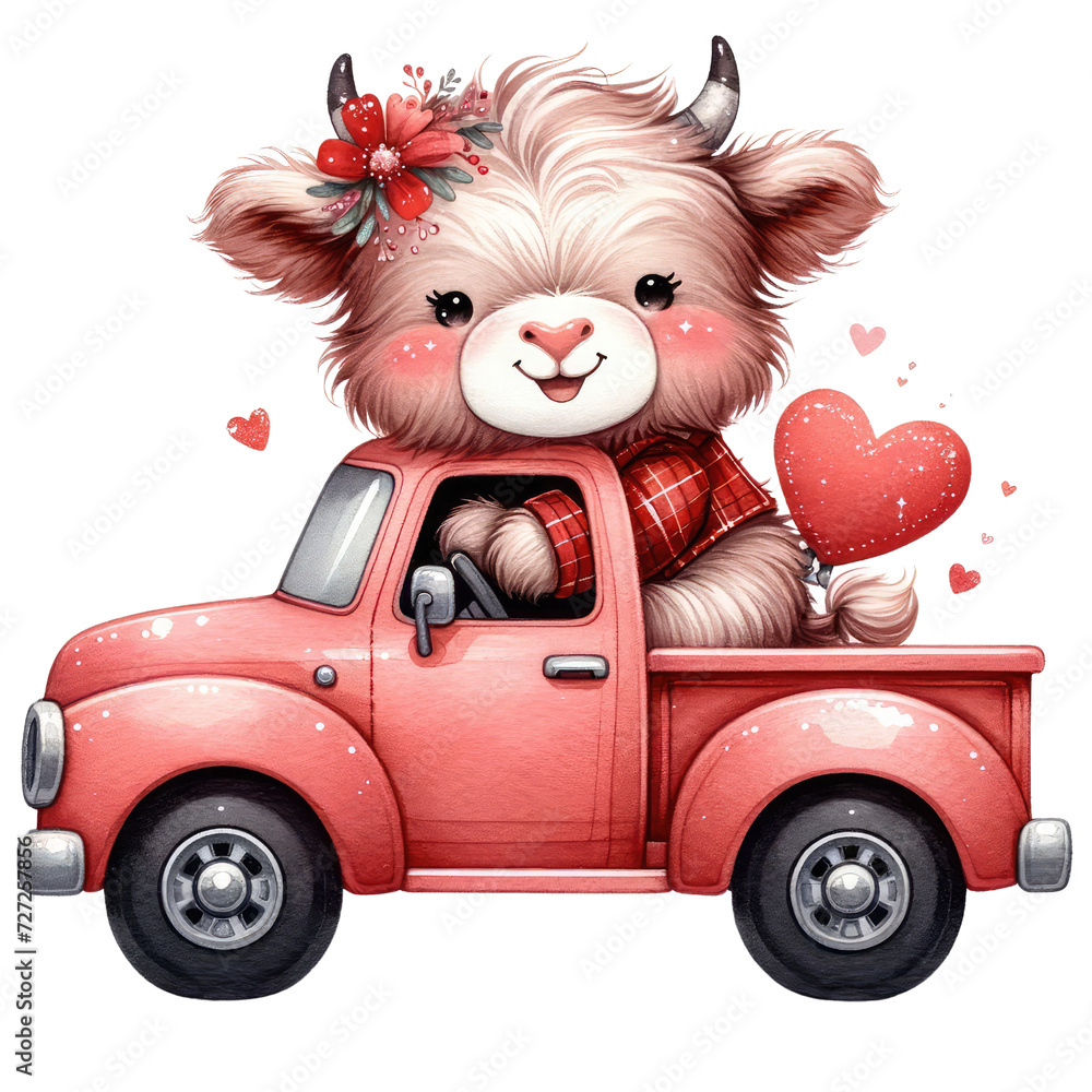 Highland Cow Valentine Clipart | Romantic Farm Animal Love Cute ...