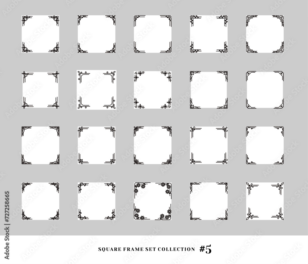 Poster Geometric Decorative Frames Borders Corner Borders Vector set ...