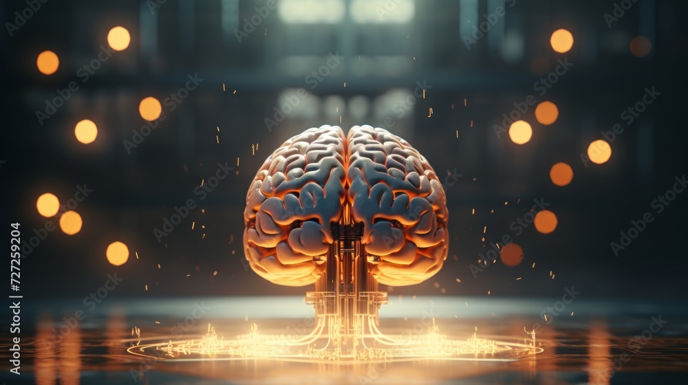 Visualization of an AI brain's conceptual design, featuring algorithms ...