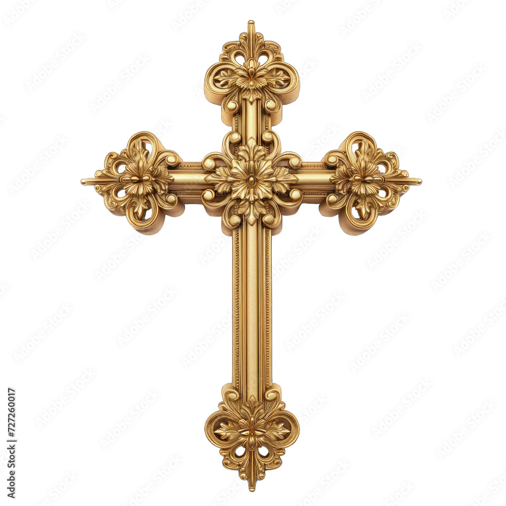 The Gold Cross on a Transparent Background PNG, Gold Crucifix for Jesus ...