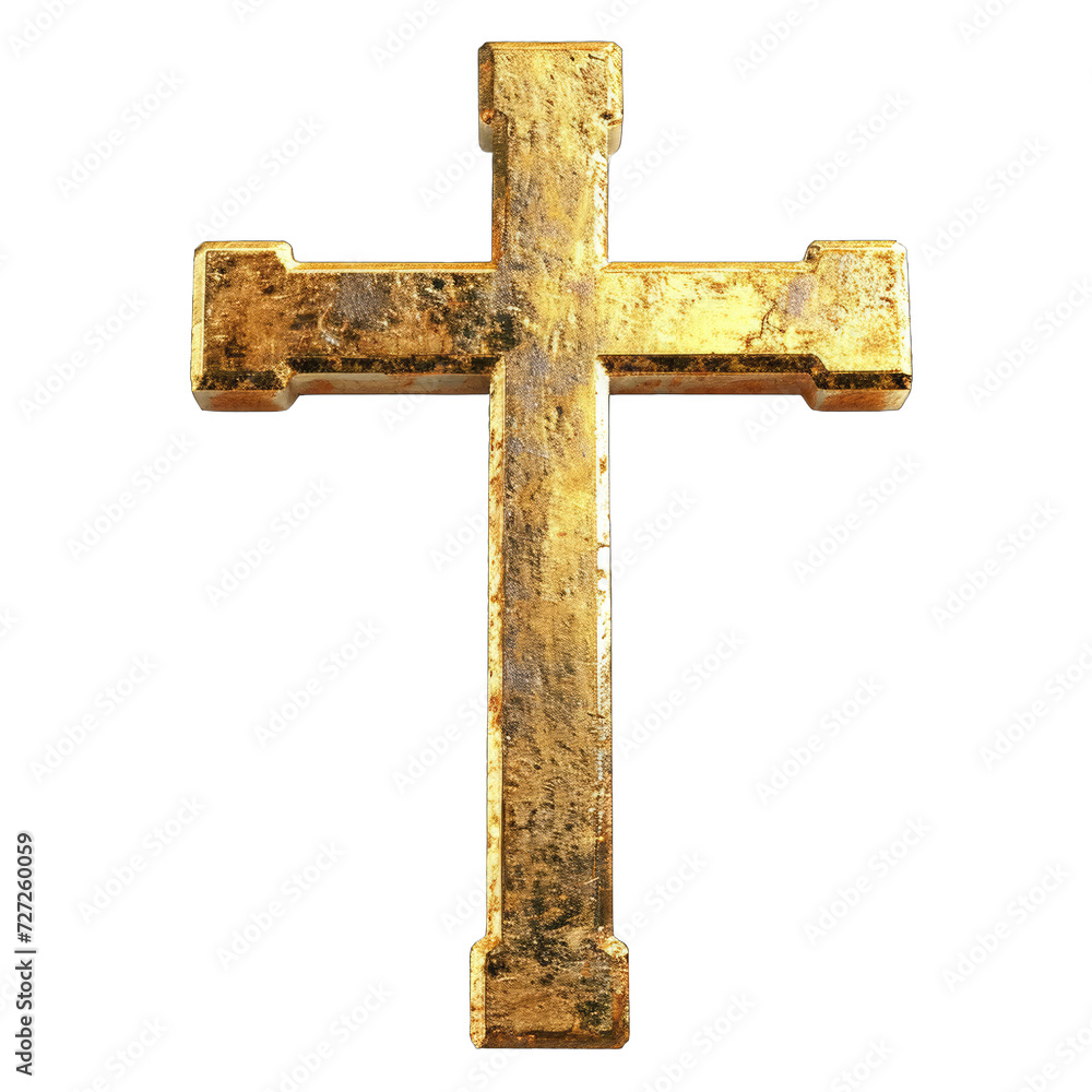The Gold Cross on a Transparent Background PNG, Gold Crucifix for Jesus ...