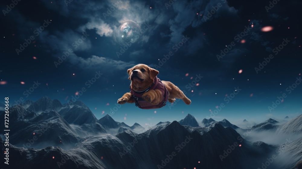 dog was floating in space in complete silence. Its body was clearly ...