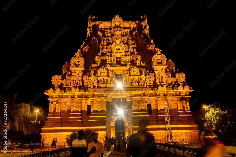 Night Time with Lightning - Tanjore Big Temple or Brihadeshwara Temple ...