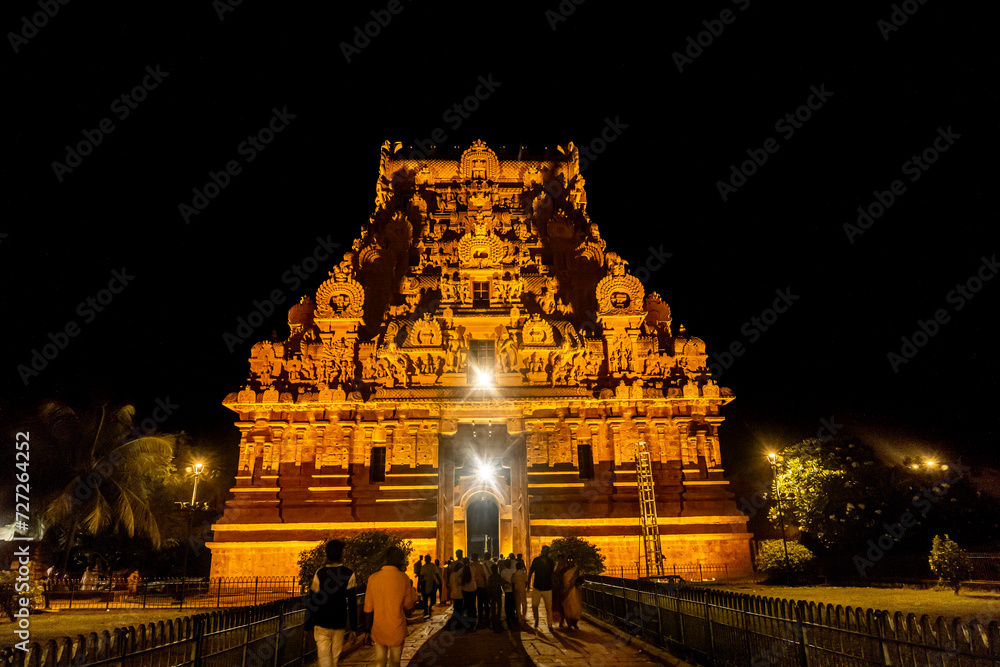 Night Time with Lightning - Tanjore Big Temple or Brihadeshwara Temple ...