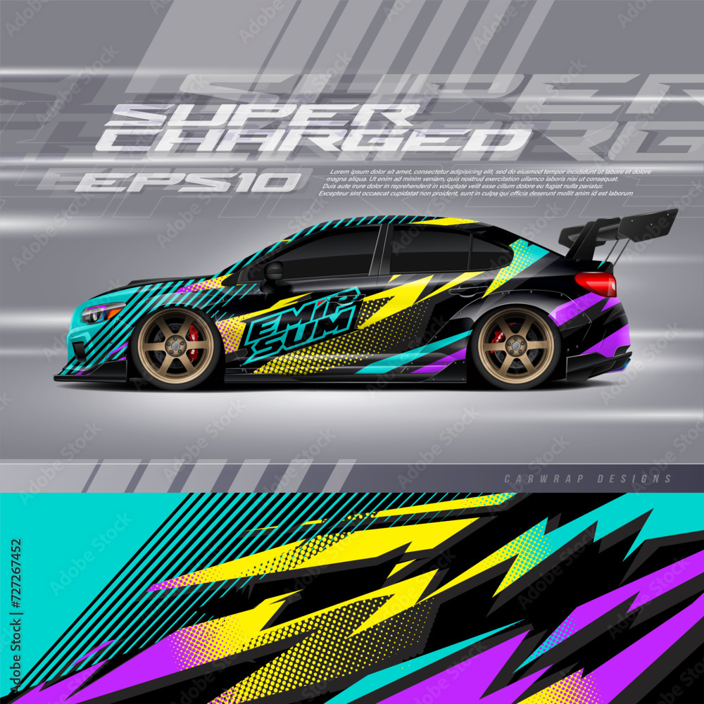 Racing car wrap design vector. Graphic abstract stripe racing ...