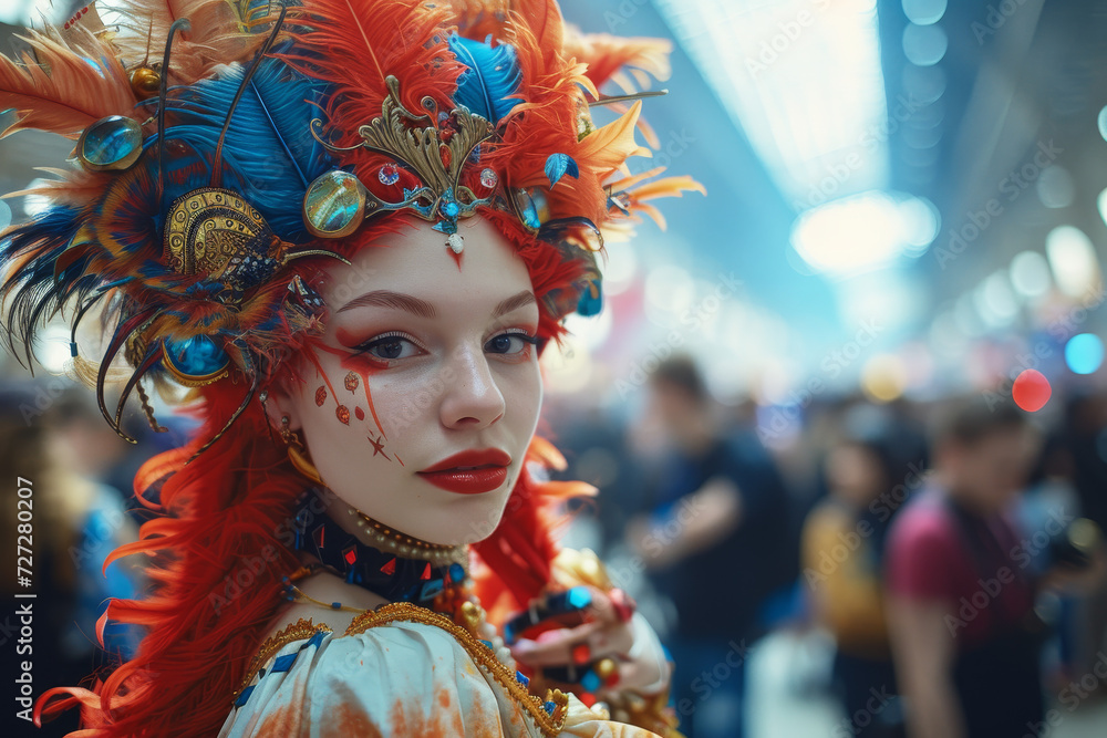 Vivid Phoenix-Themed Cosplay at Convention A cosplayer with a stunning ...