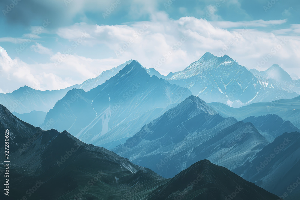 Majestic Mountain Ranges under Blue Sky Sweeping view of majestic ...