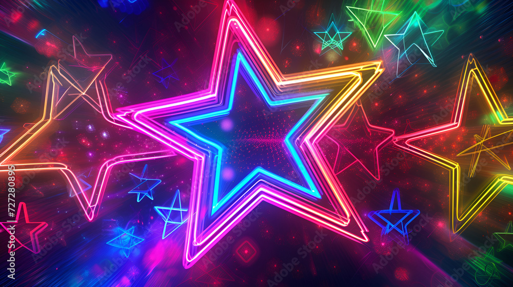 big neon stars using electric colors and crp circle patterns to convey ...