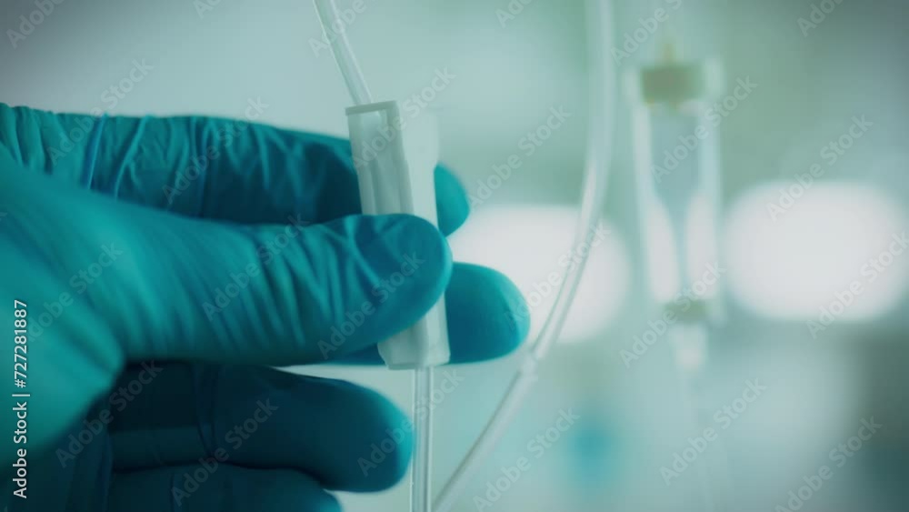 Ampoule. The therapist effectively drops iv drip drops into the patient ...