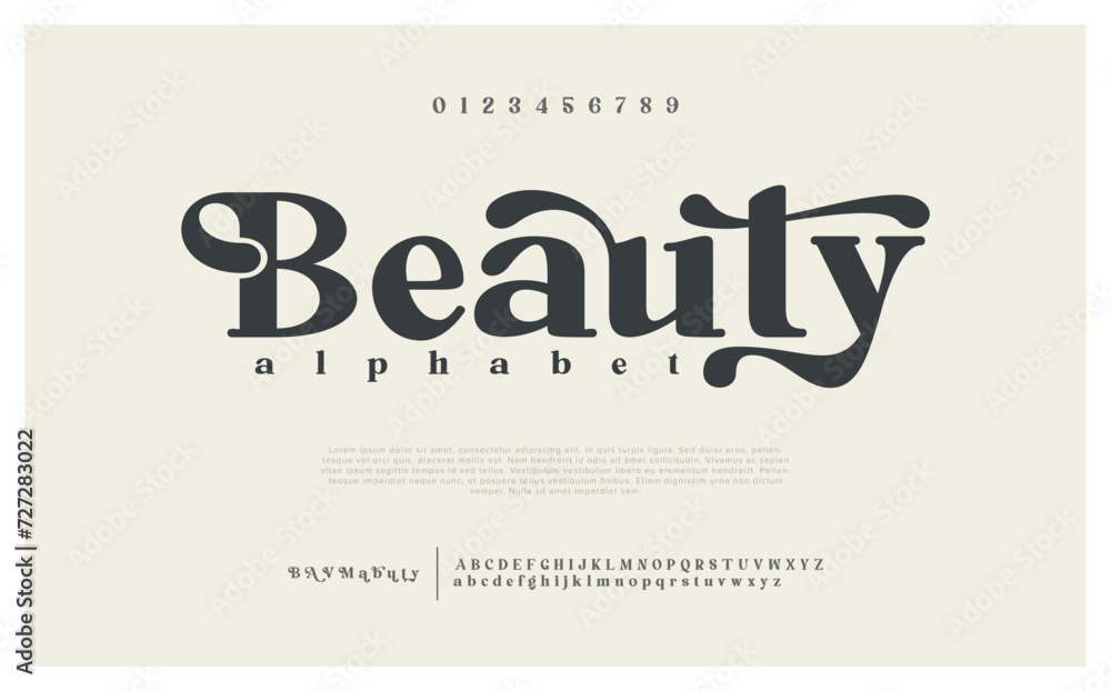 Elegant wedding alphabet letters font and number. Typography Luxury ...