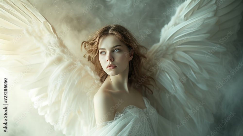Beautiful female angel with beautiful wings AI generated image Stock ...
