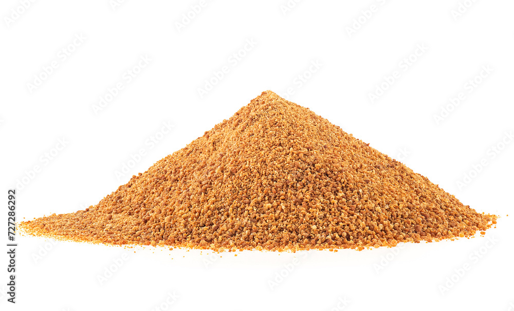 Pile of coconut palm sugar isolated on a white background. Coco sap ...
