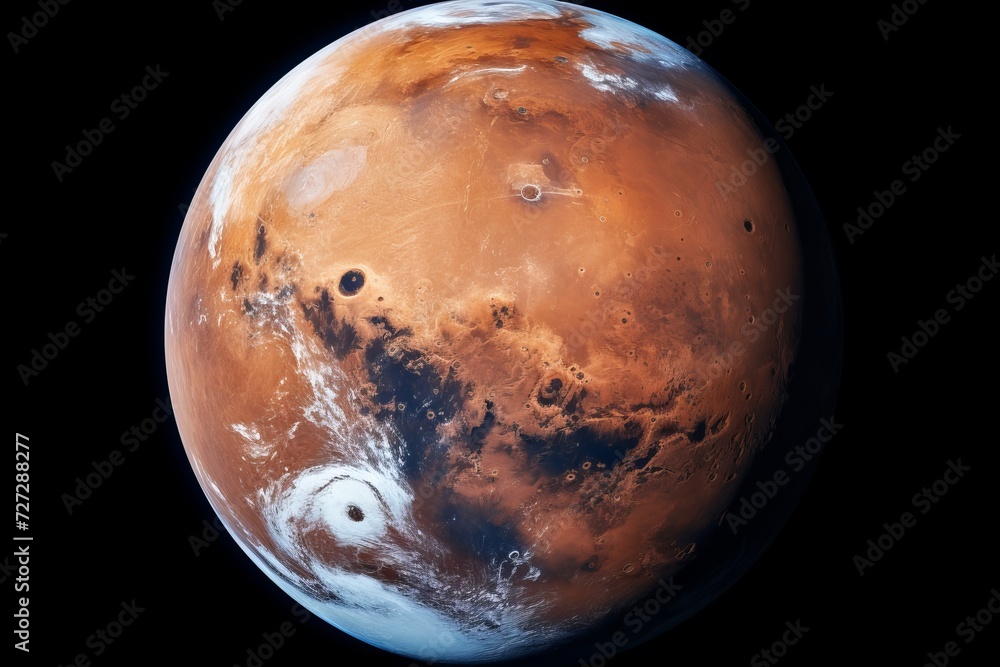 Awe inspiring visual representation of a terraformed mars, dark expanse ...
