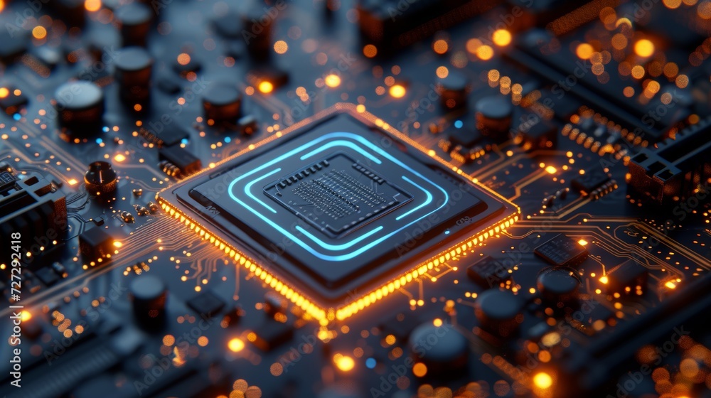 Graphite circuit board texture background design. Quantum computer concepts, large data ...