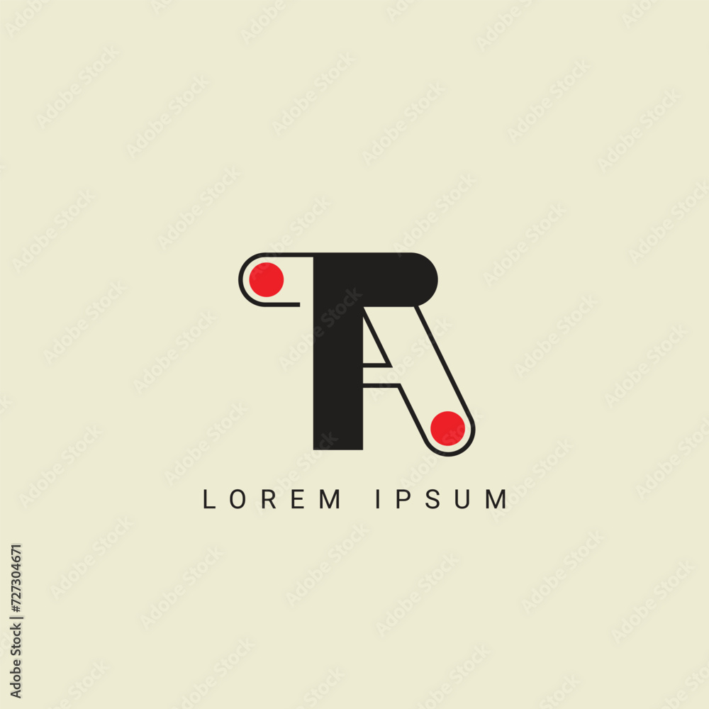 TA letter logo design. TA polygon, circle, triangle, hexagon, flat and ...