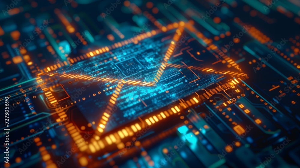 Email enveloped in layers of digital encryption, secure transmission of sensitive information ...