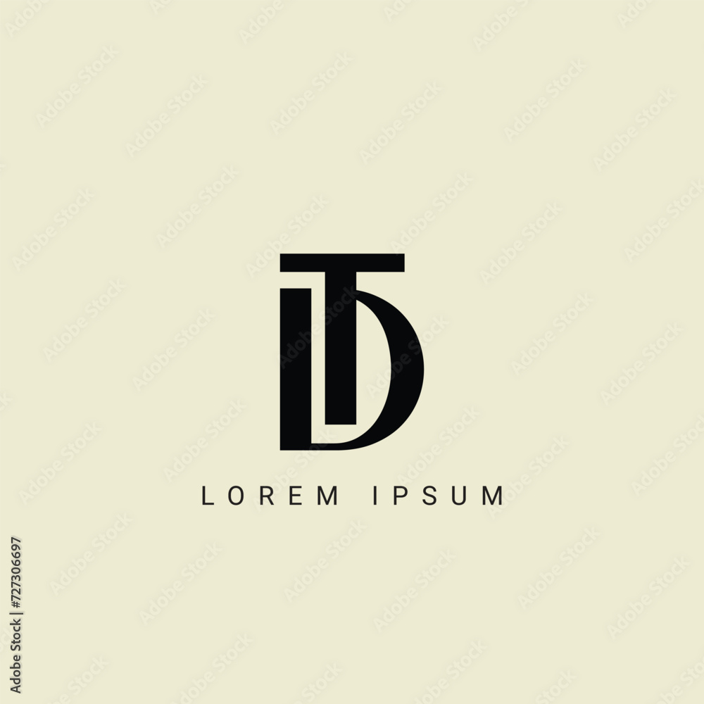TD letter logo design. TD polygon, circle, triangle, hexagon, flat and ...