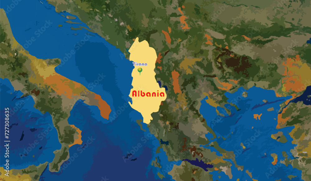 Vecteur Stock Map of the Republic of Albania in South East Europe ...