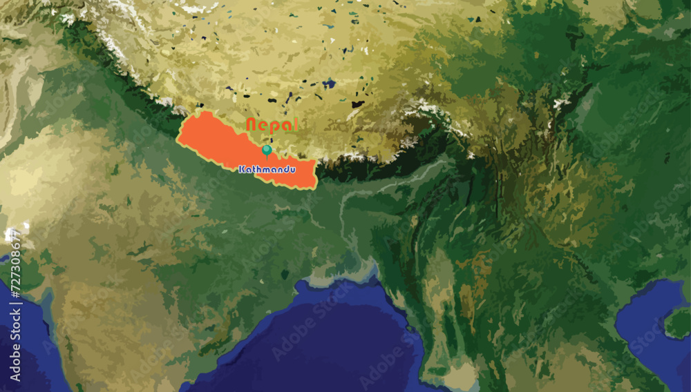Federal Democratic Republic of Nepal country map and Kathmandu, its ...