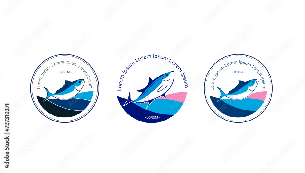 Tuna fish, wild fish vector icon logos. Minimalist fish logo. Wild ...