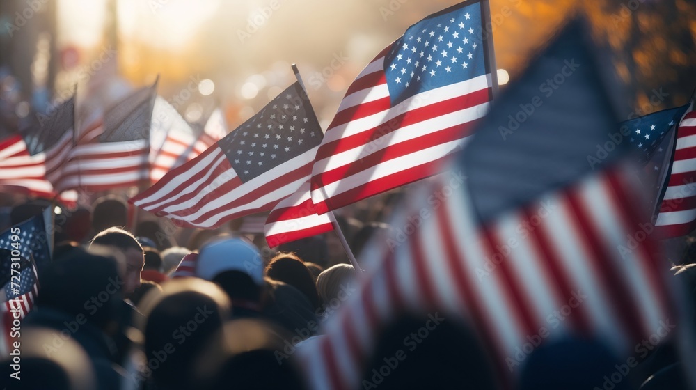 cold tones, Background blur of crowd at political rally in the United ...