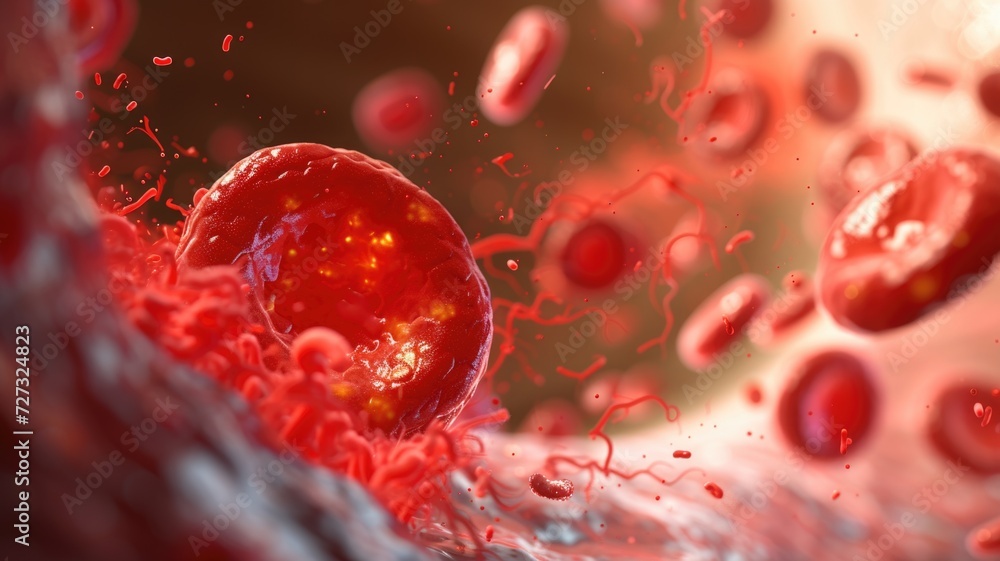 formation of a blood clot in a vessel, highlighting platelet ...