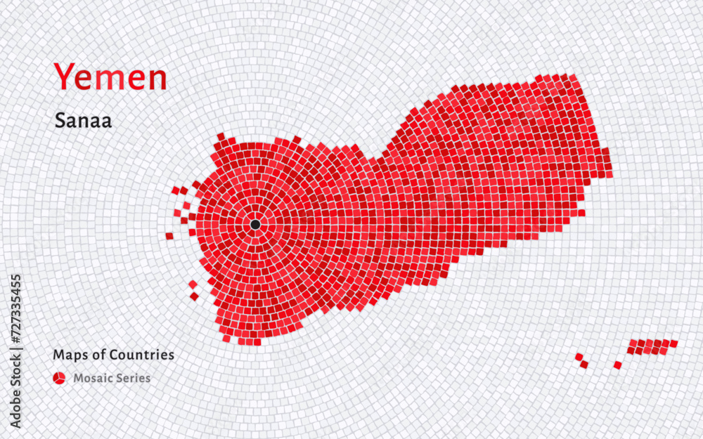 Yemen Map with a capital of Sanaa Shown in a Mosaic Pattern Stock ...