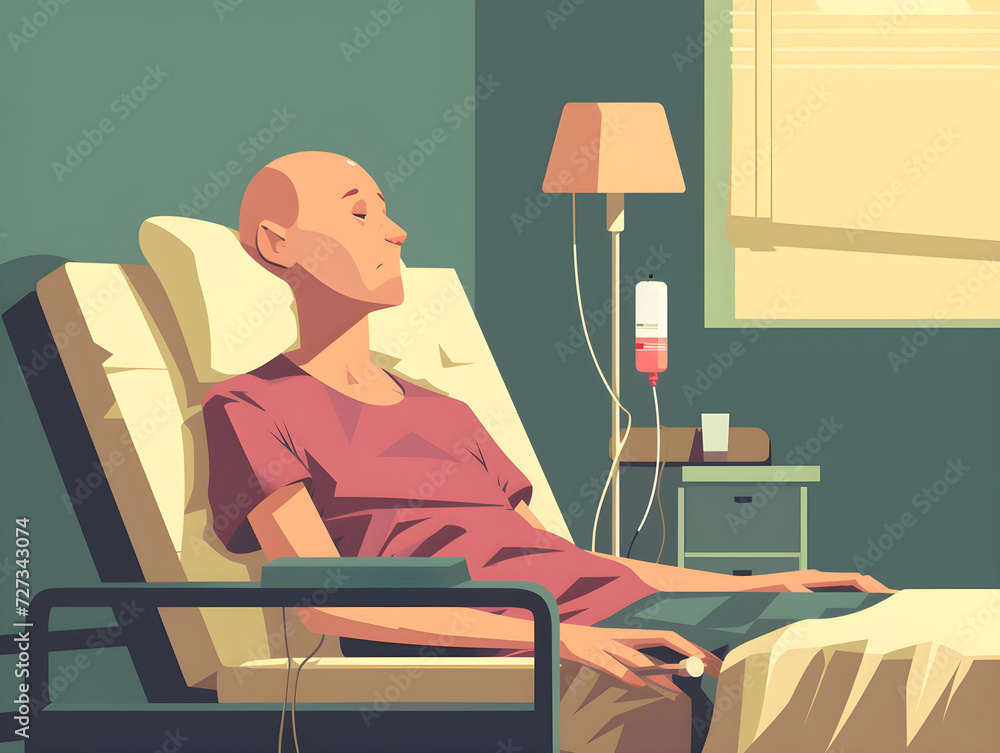 Bald Patient Undergoing Chemotherapy in Hospital Setting - Serenity in ...