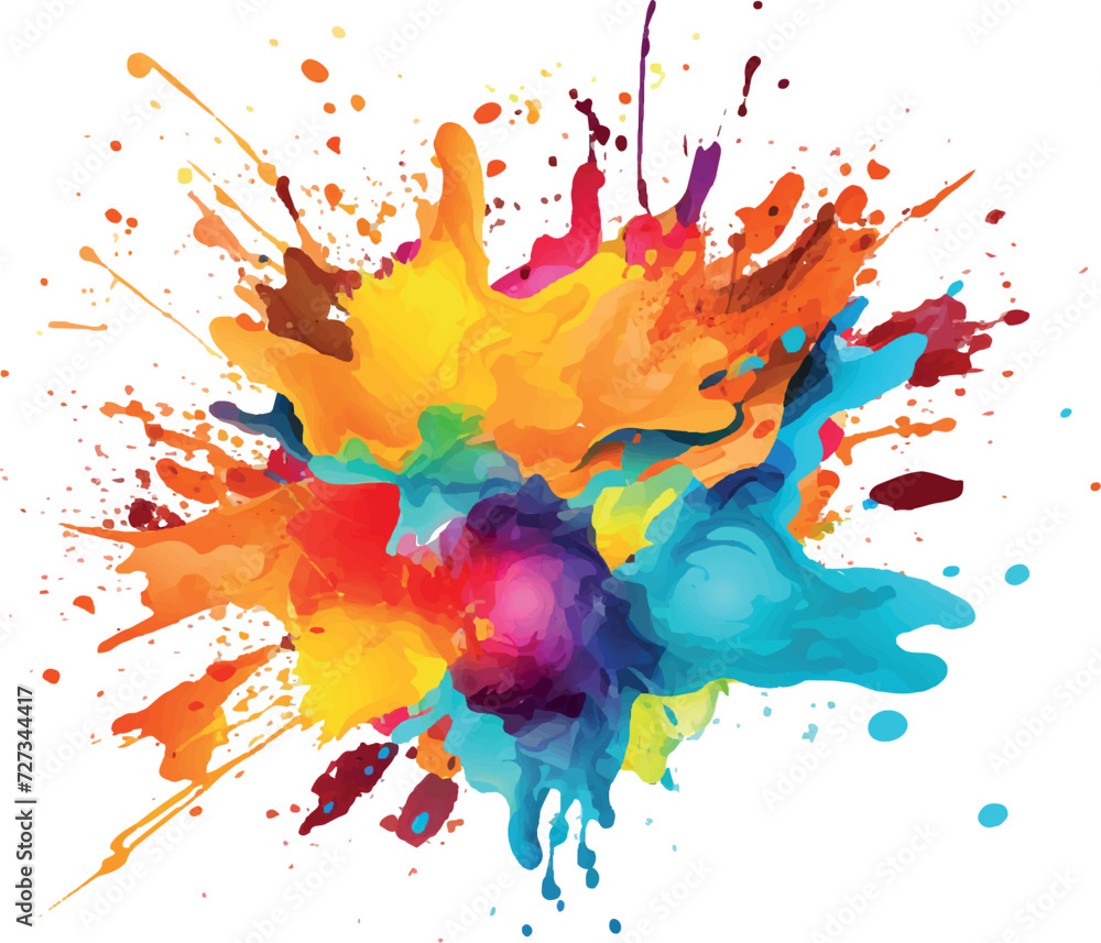Abstract colorful rainbow color painting illustration and Watercolor ...