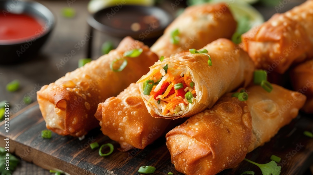 Deliciously crispy egg rolls with a variety of fillings, perfect for ...