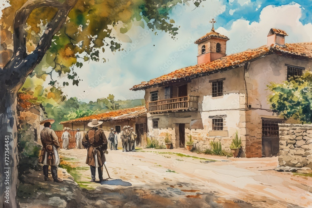 Illustration of Spanish History watercolor paint. History of Spain ...