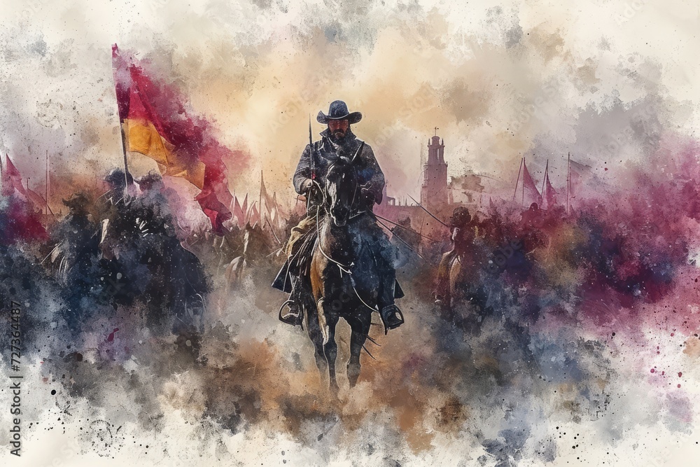 History of Spanish in watercolor colors Illustration. Spain history ...
