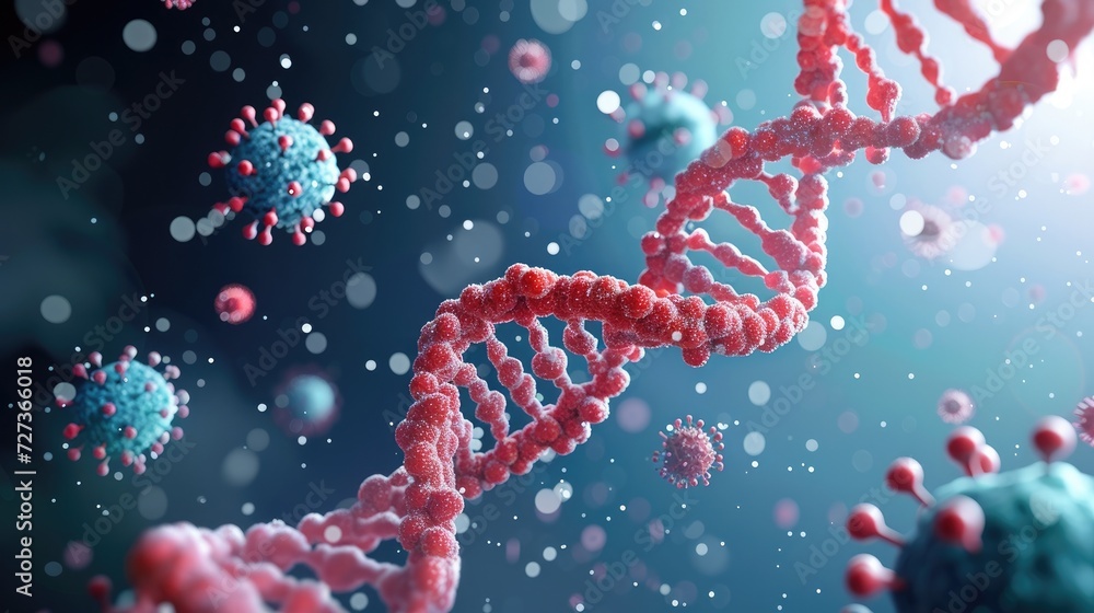 Science background illustrates DNA and virus molecules. Stock ...