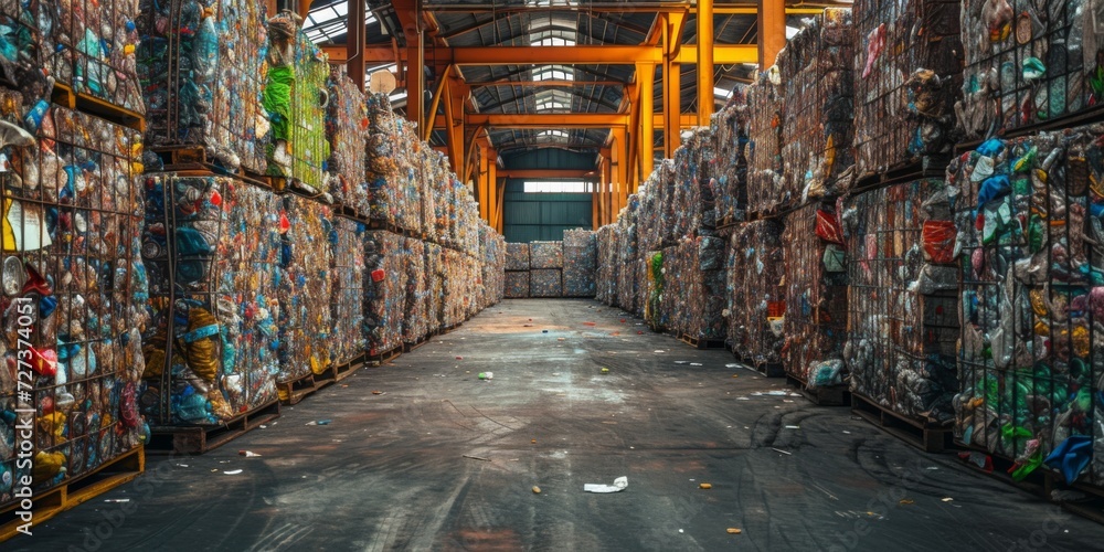 Large Pile Of Plastic Waste At A Recycling Facility. Сoncept ...