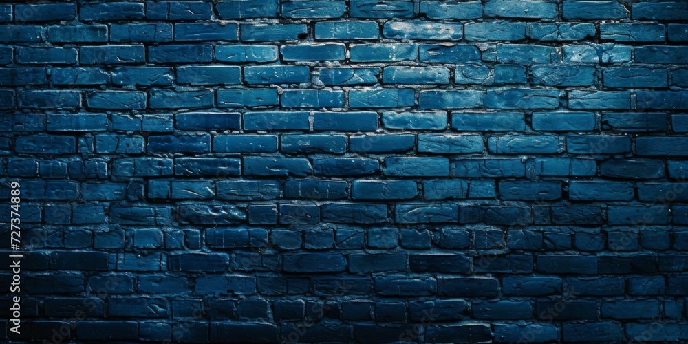Sombre Backdrop Of A Wide, Dark Blue Brick Wall Texture At Night 3 ...