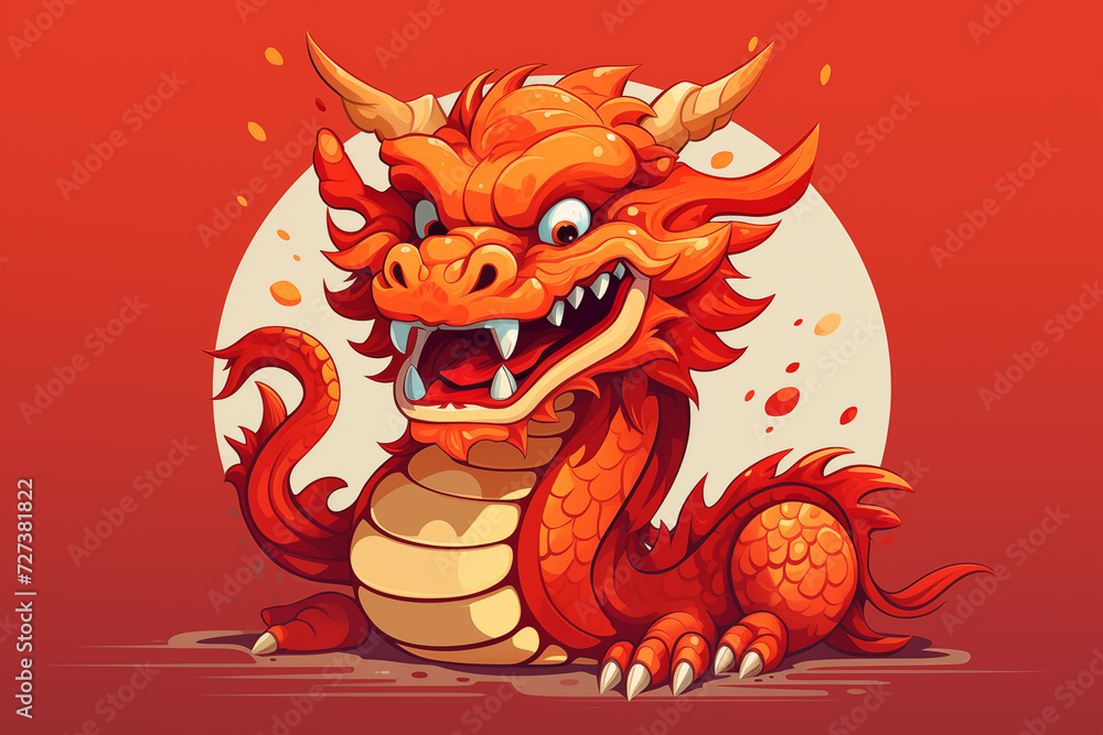 cute chibi chinese dragon for chinese new year 2024, chinese lucky ...