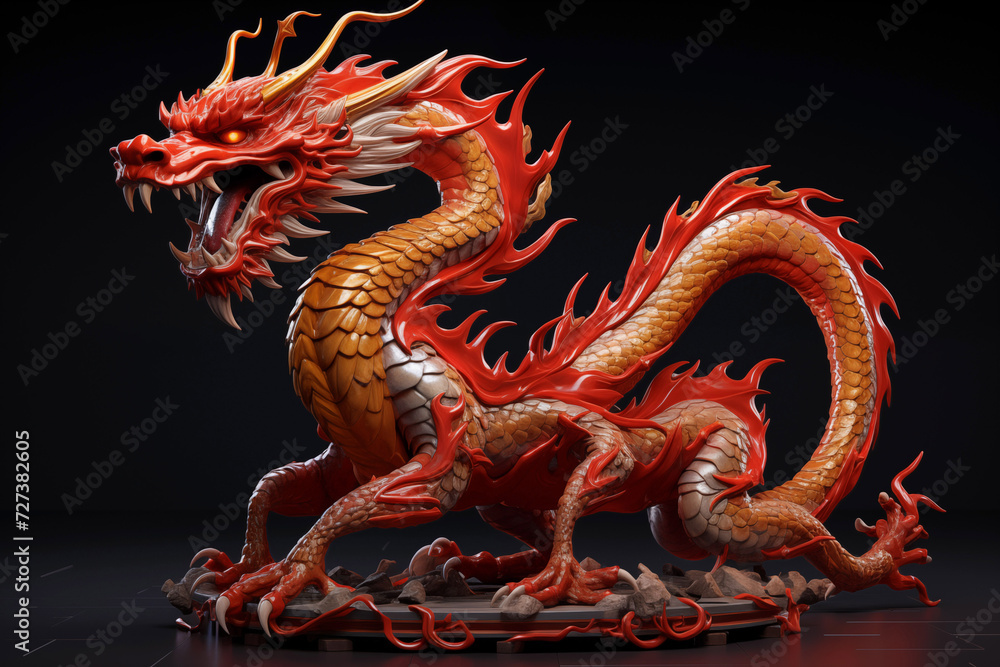 traditional red chinese dragon for chinese new year 2024, chinese lucky ...