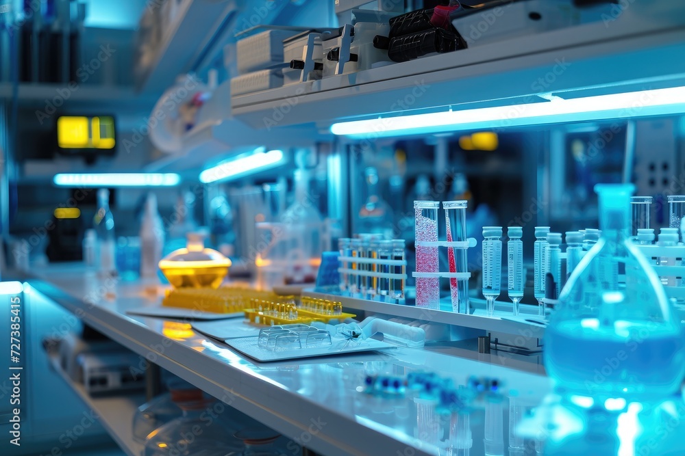 This photo captures a lab bustling with activity, featuring numerous ...