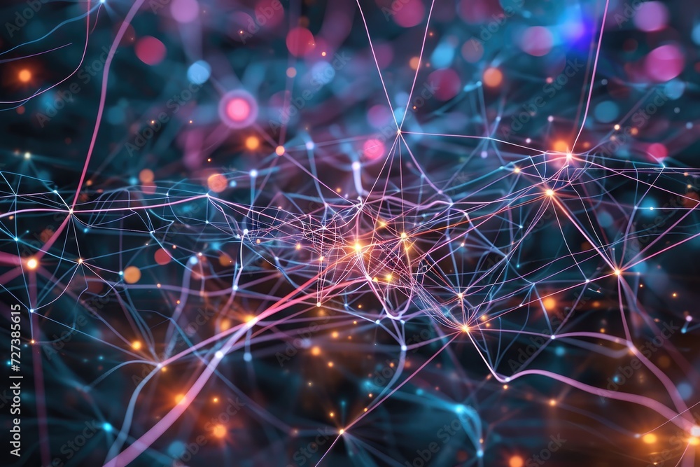 This computer-generated image showcases a network of lights, creating a ...