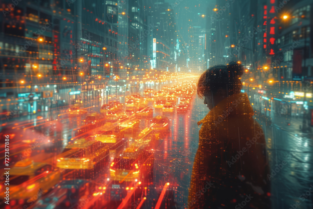 An urban cityscape with AI-generated filters, illustrating the fusion ...