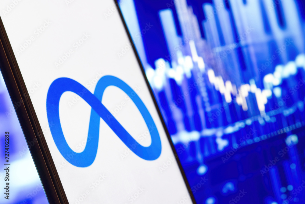 META investment growth and profit trading concept. Meta company logo on ...