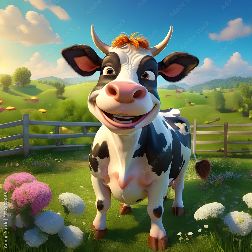 Character of a cow smiling. Custom illustration of a happy cow. Image ...