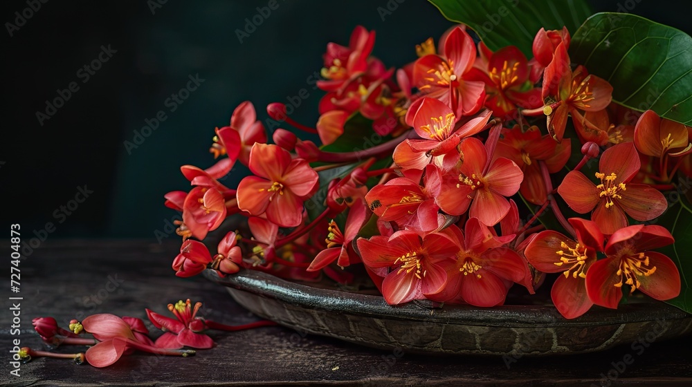 Myanmar's Thingyan flower, also known as padauk, delicately arranged on ...