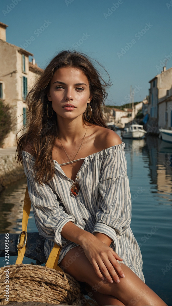 Portrait of a Beautiful Young Brunette French Model Woman Posing for a ...
