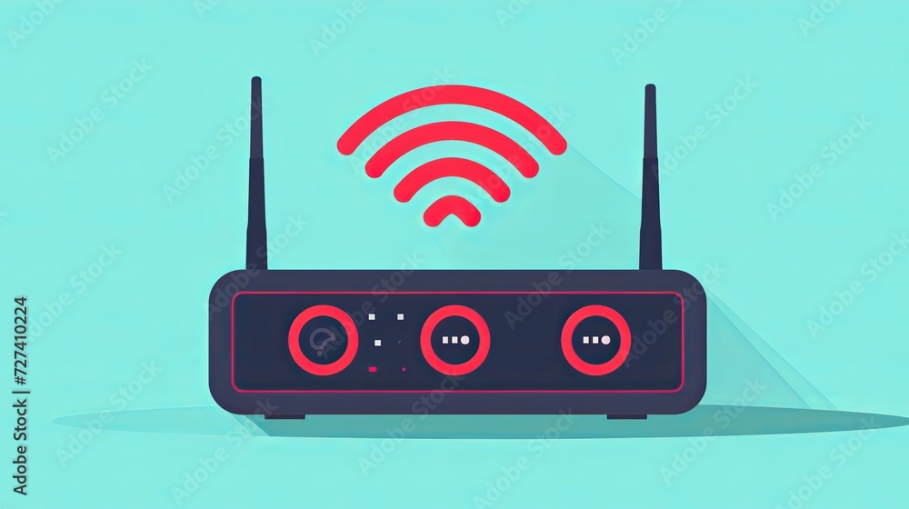 Forbidden router icon. Warning, caution, attention, restriction, label ...