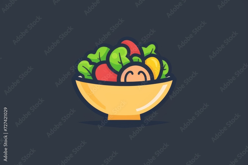 An animated apple character peeks out from a vibrant bowl of fruit ...