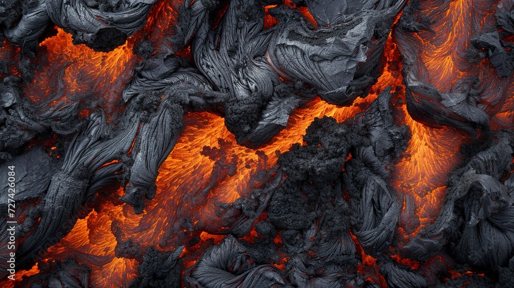 Lava texture reveals a mesmerizing volcanic landscape with wavy ...