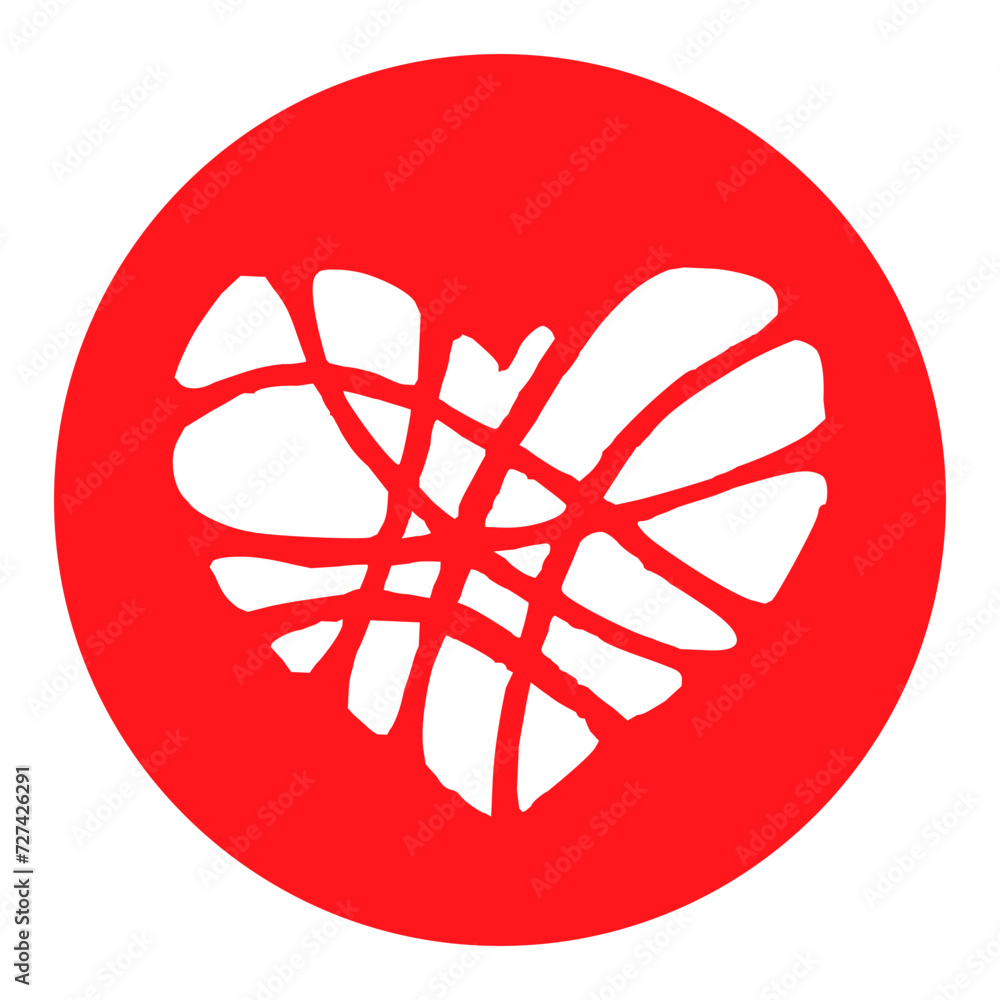 Heart Red Sticker isolated on white background. Handwritten vector ...