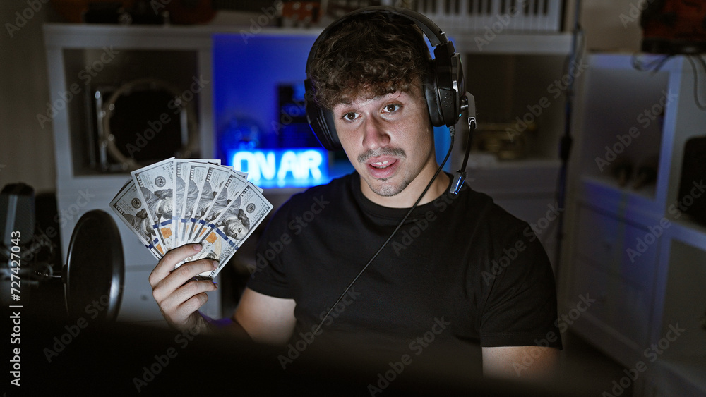 Exciting virtual life of a young, attractive hispanic man streamer ...